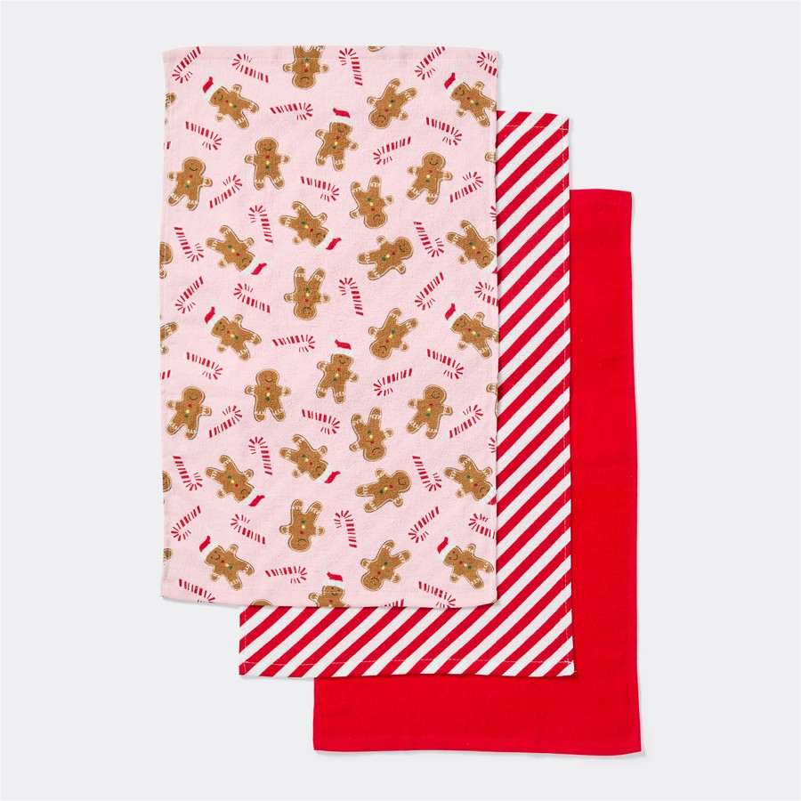 TEA TOWELS – GINGERBREAD 3 PACK | The Cookery Book